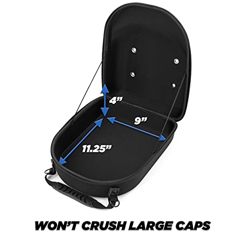 CASEMATIX Hat Travel Case for up to 6 Baseball Caps With Hard Shell Exterior, Adjustable Shoulder Strap and Carry Handle - Protective Hat Case Cap Carrier for Travel and Storage, Case Only