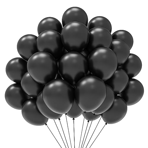 Sharlity Black Balloons, 100 Pcs Black Balloons 12 Inch Black Latex Balloons for Graduation New Year Birthday Anniversary Party Decorations