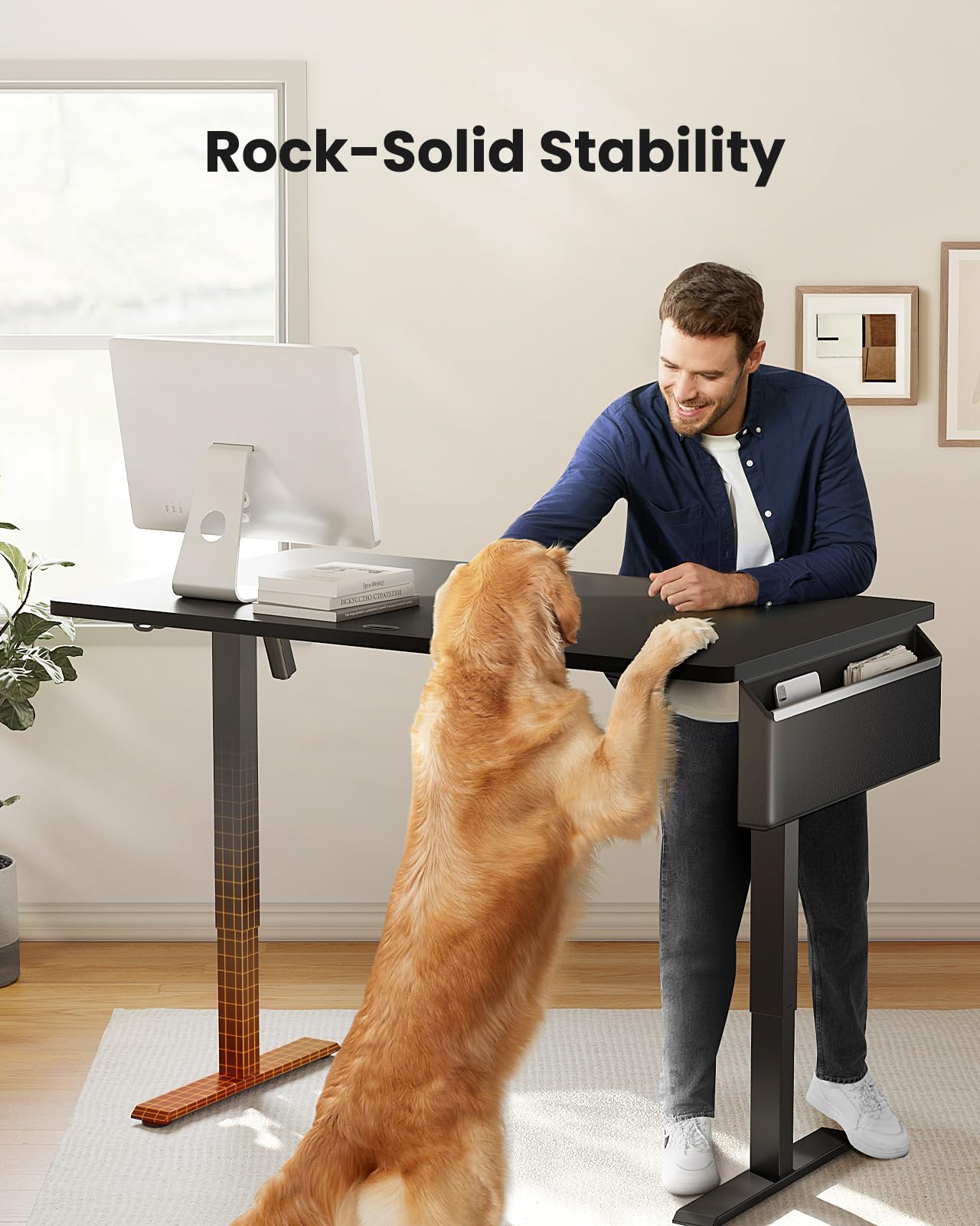 ErGear Standing Desk with Storage Pocket, 40 x 24 inch Height-Adjustable Standing Desk, Electric Standing Desk Workstation with Height Memory Presets for Home & Office, Black