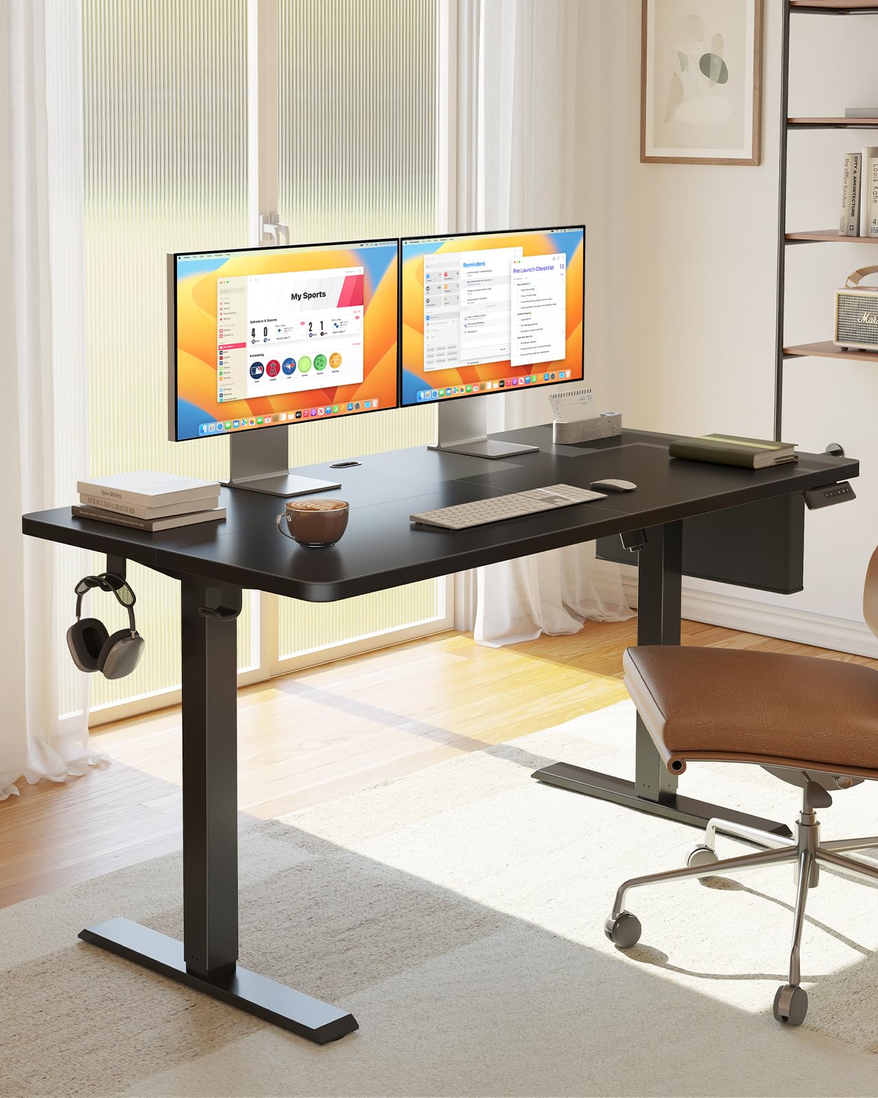 ErGear Standing Desk with Storage Pocket, 40 x 24 inch Height-Adjustable Standing Desk, Electric Standing Desk Workstation with Height Memory Presets for Home & Office, Black