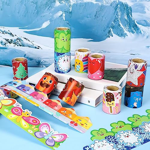 PerKoop 12 Rolls 393.7 ft Christmas Bulletin Board Border Decorative Winter Border Trim Seasonal Holiday Monthly Classroom Blackboard for Spring Summer Fall Winter Halloween School Door Windows