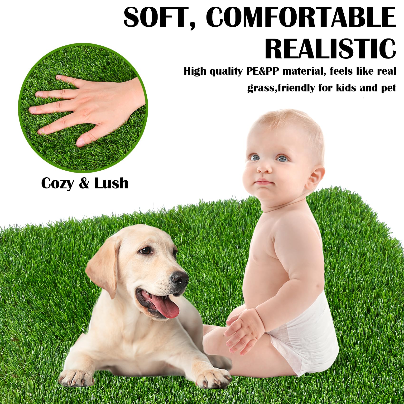 XLX TURF Interlocking 12" x 12" Artificial Grass Turf Tiles 9 Pack, Fake Grass Carpet for Patio, Balcony, Deck, Flooring, Backyard, Indoor Outdoor Lawn Decor, Dogs Area Grass Mat