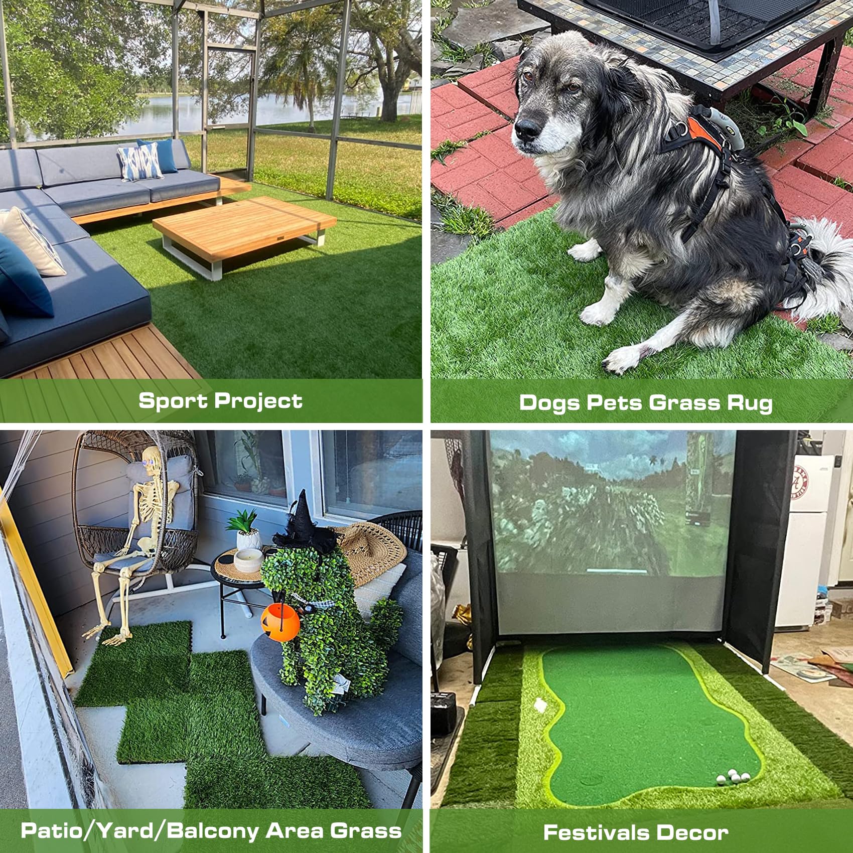 XLX TURF Interlocking 12" x 12" Artificial Grass Turf Tiles 9 Pack, Fake Grass Carpet for Patio, Balcony, Deck, Flooring, Backyard, Indoor Outdoor Lawn Decor, Dogs Area Grass Mat