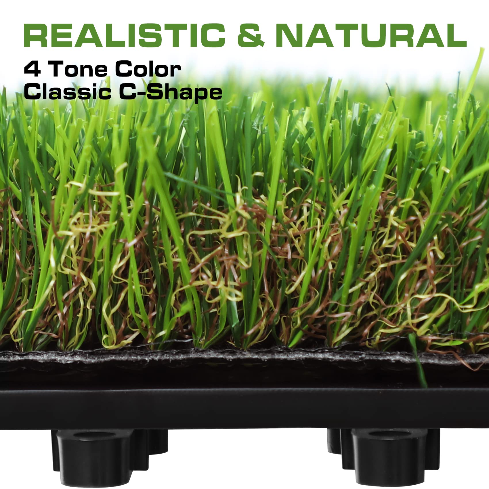 XLX TURF Interlocking 12" x 12" Artificial Grass Turf Tiles 9 Pack, Fake Grass Carpet for Patio, Balcony, Deck, Flooring, Backyard, Indoor Outdoor Lawn Decor, Dogs Area Grass Mat
