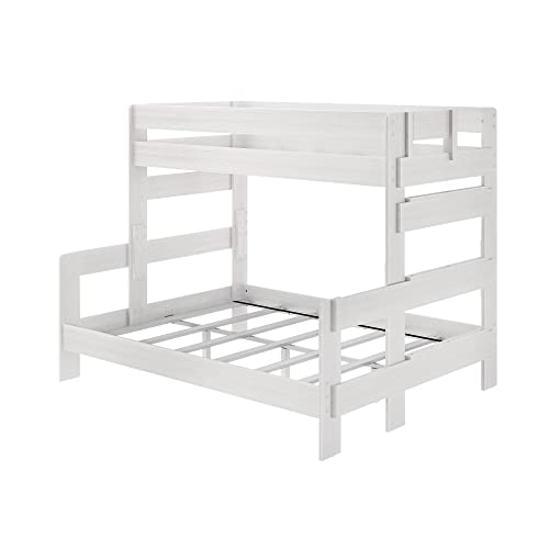 Max & Lily Bunk Bed, Twin XL-Over-Queen Bed Frame For Kids, Solid Wood Bunk Bed for Kids, No Box Spring Needed, Driftwood