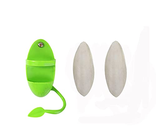 OSWINMART Cuttlefish Bone with Holder (1+2) Sets for Birds Handcraft Polish Cuttlebones Treat Feeder Food Basket for Fruit Vegetable Grain Wheat Stick Holder Suit Small to Regular Size Birds