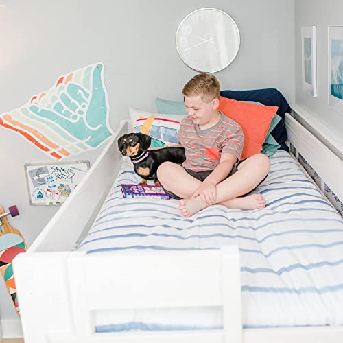 Max & Lily Bunk Bed, Twin XL-Over-Queen Bed Frame For Kids, Solid Wood Bunk Bed for Kids, No Box Spring Needed, Driftwood