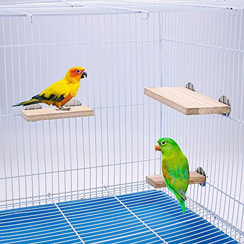 Mogoko Polished Natural Wood Bird Perches Pet Parrot Bird Cage Perches Square Wooden Stand Platform Budgie Toys Cages Accessories for Parakeets