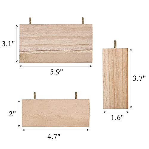 Mogoko Polished Natural Wood Bird Perches Pet Parrot Bird Cage Perches Square Wooden Stand Platform Budgie Toys Cages Accessories for Parakeets