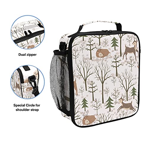 ElliTarr Insulated Lunch Bag for Men Kids Lunch Box for Women Leak Proof Small Cooler Bag Thermal Bag for 5 Hours with Adjustable Shoulder Strap Cute Deer Beige