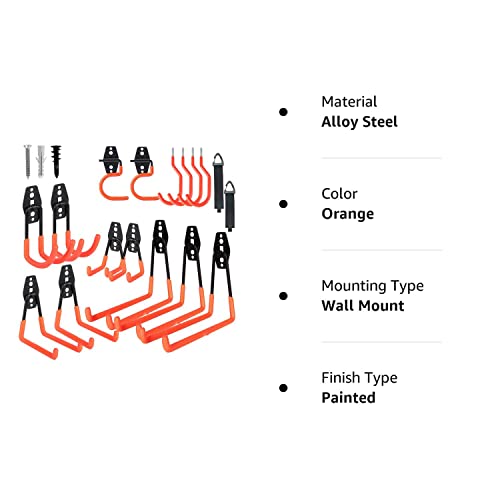 SERPURE 17 Pack Garage Hooks Heavy Duty with Extension Cord Organizer & Bike Hooks, Tool Gifts for Men, Gifts for Dad, Garage Storage Hooks for Hanging Ladders, Bikes and Bulky Items