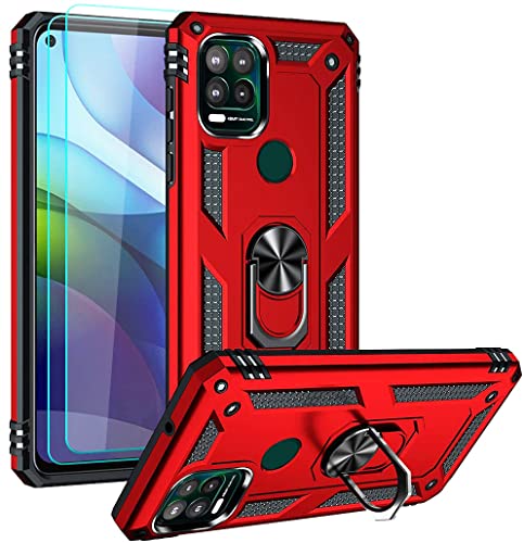 SunRemex for Moto G Stylus 5G 2021 Case with [2 Pack] HD Screen Protector. (Not Moto G Stylus 5G 2022) for Kickstand [Military-Grade] 16ft Drop Tested Cover for Motorola Moto G Stylus 5G 2021 (Red)