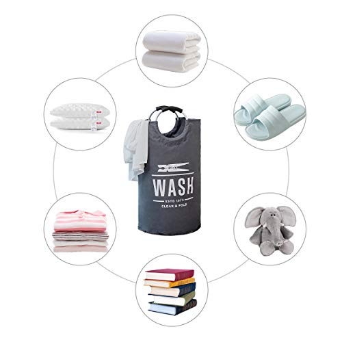 LLARUG 2 Pack Laundry Hamper,Collapsible Fabric Large Laundry Basket,Foldable Dirty Clothes Bag,Handles Waterproof Portable Folding Washing Bin( 82L,Dark Grey)