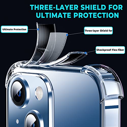 ORIbox for iPhone 13 Case Clear,with 4 Corners Shockproof Protection,iPhone 13 Clear Case for Women Men Girls Boys Kids,Case for iPhone 13 Clear