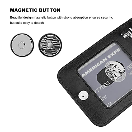KIHUWEY Compatible with iPhone 13 Mini Case Wallet with Credit Card Holder, Premium Leather Magnetic Clasp Kickstand Heavy Duty Protective Cover for iPhone 13 Mini 5.4 Inch(Black)