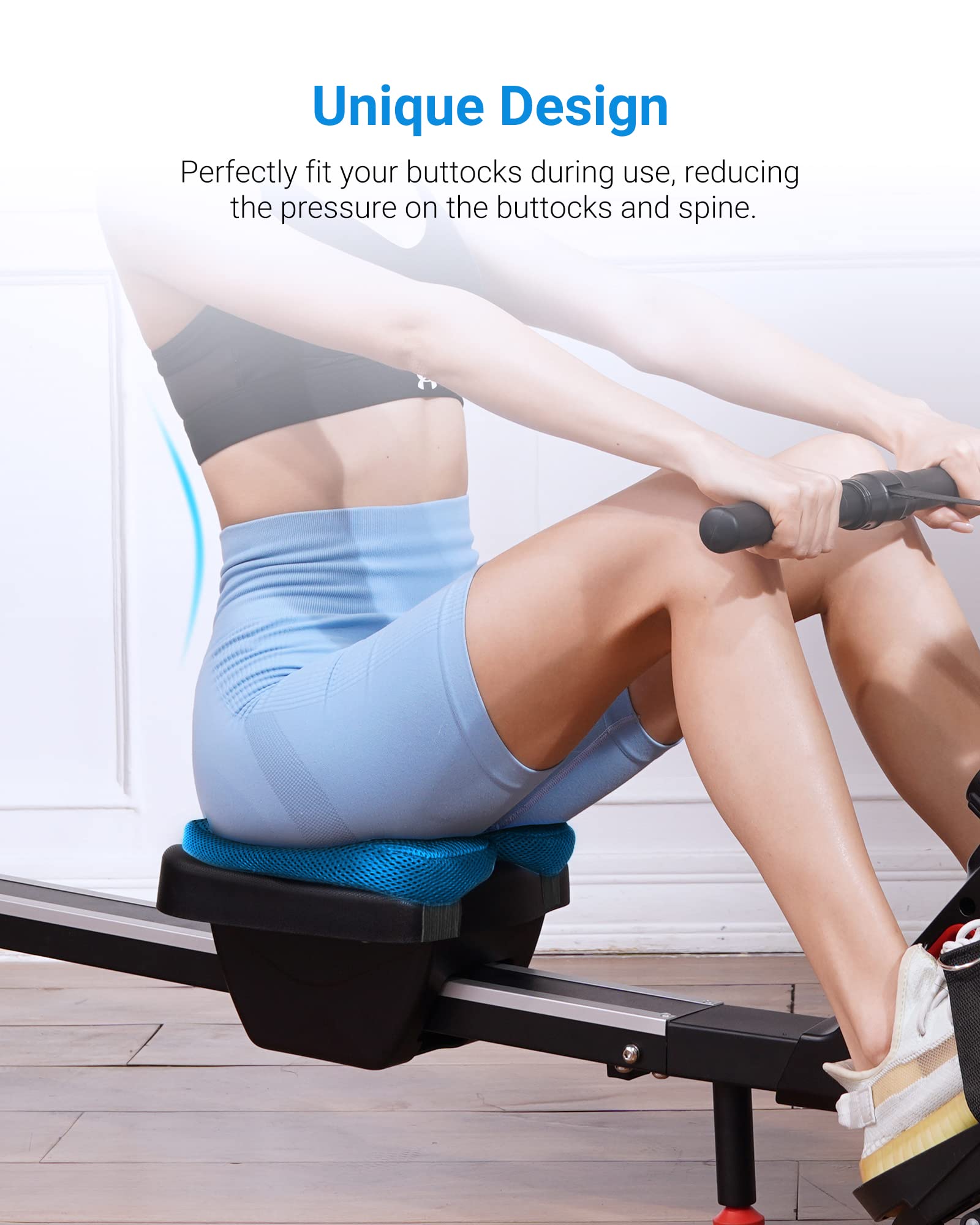Rowing Machine& seat cusshion, Bluetooth Magnetic Rower Machine with Dual Slide Rail, 16 Levels of Electromagnetic Resistance, Max 350lb Weight Capacity, App Compatible, Rowing Machines for Home Use