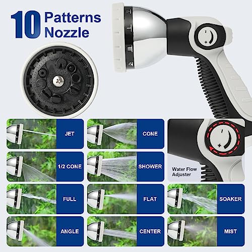 Retractable Garden Hose Reel by BSTOKCAM, 1/2" x 90 FT Hybrid Rubber Hose, Heavy Duty Water Hose Reels Automatic Rewind Storage, 10 Patterns Nozzle Included