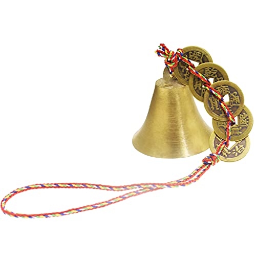 Yutoner Chinese Feng Shui Bell for Wealth and Safe, Pendant Coins for Peace and Success,Feng Shui Element, Good Luck Car Door Hanging Pendant Chime (Copper)