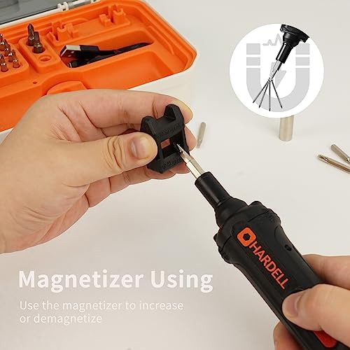 Electric Screwdriver Kit, HARDELL 4V Cordless Screwdriver Rechargeable with 36 Magnetic Bits Set, USB Charging Cable in Carrying Case, 3 LED Lights, Magnetic Hex Chuck for DIY
