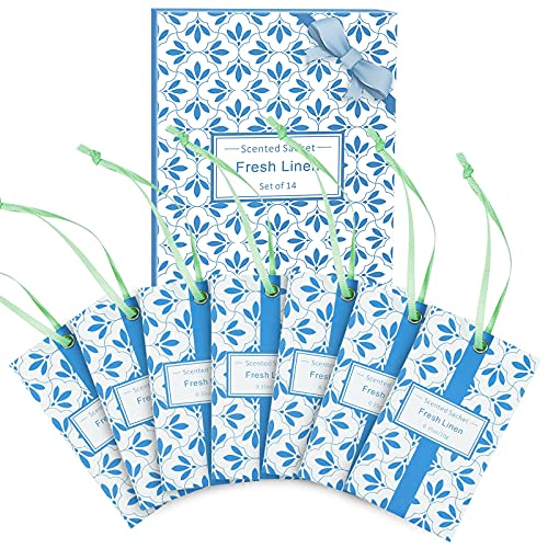 LA BELLEFÉE Sachet Bags for Drawers, Closets and Dresser Set 28 Packs (14 Linen+14 Cotton Sachets)