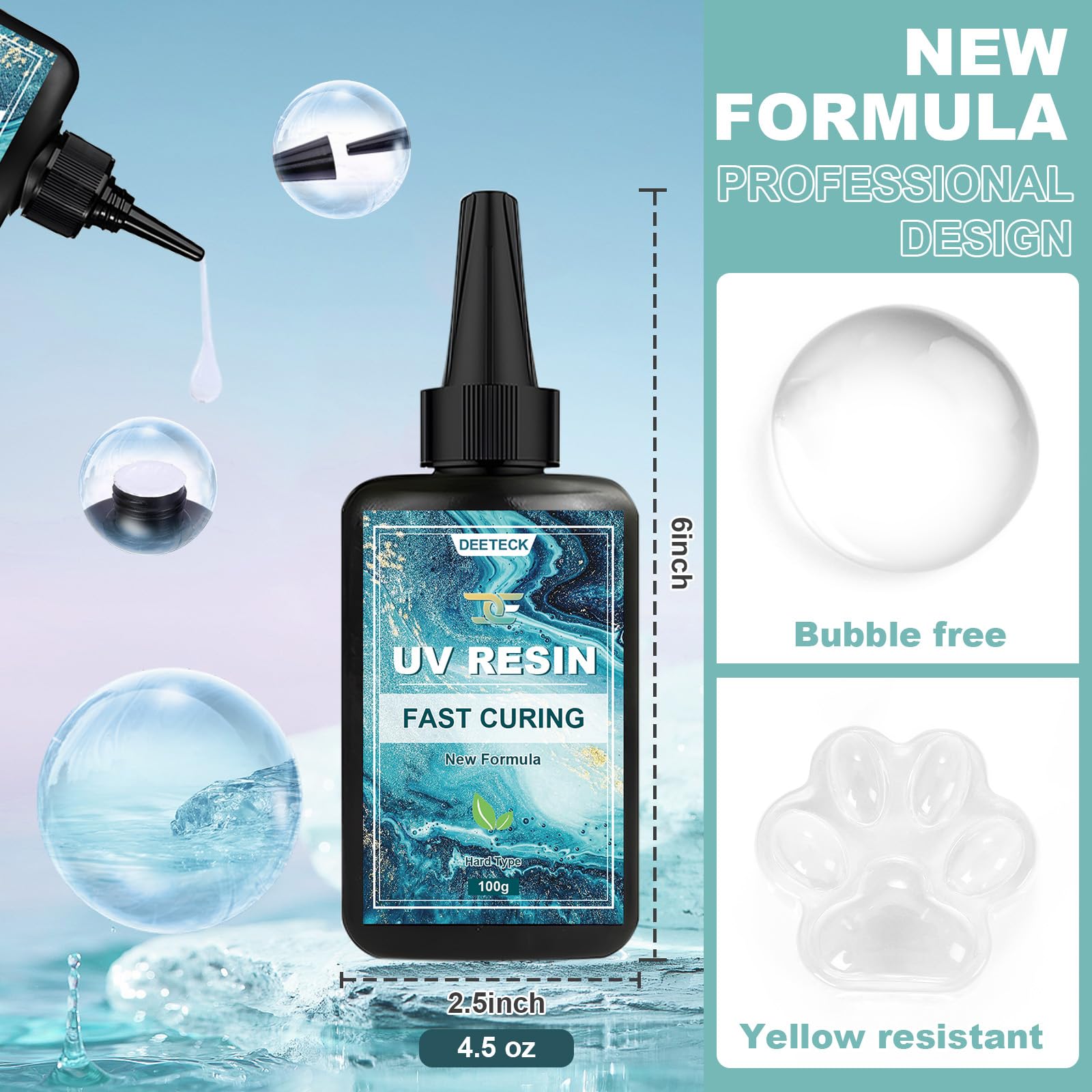 Deeteck UV Resin Kit with Light for Beginners-400g Highly Crystal Clear Hard Epoxy Resin Supplies with 200pcs Making Kit and UV Lamp, Silicone Molds for DIY Arts and Crafts, Fast Curing for Making