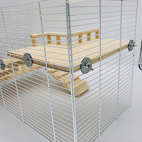 Wooden Hamster Platform with Ladder, Hamster Playground, Bird Perches Cage Toys, Hamster Rat Guinea Pig Chinchilla Cage Accessories