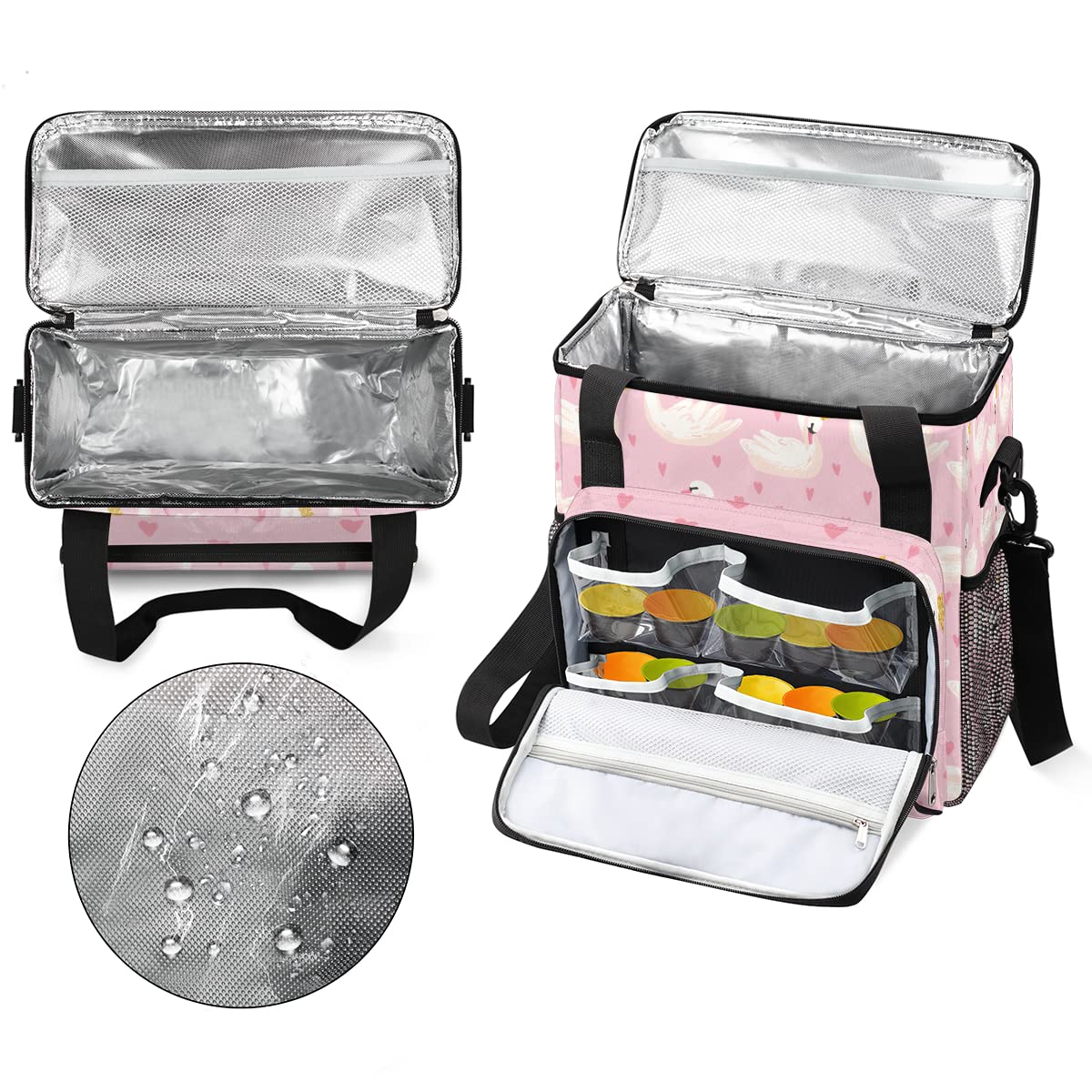 Cute Kawaii Pink Swan Coffee Maker Carring Bag Travel Storage Tote Bag Compatible with Keurig K-Mini or K-Mini Plus Portable Single Serve Coffee Brewer Case with Pockets for K-cup Pods