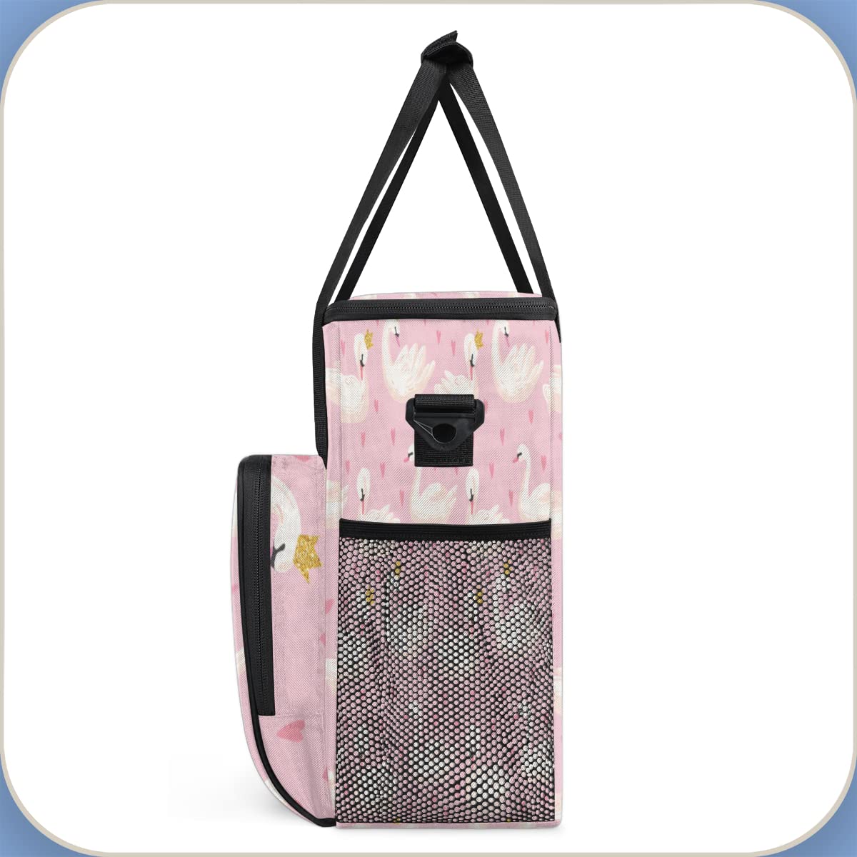 Cute Kawaii Pink Swan Coffee Maker Carring Bag Travel Storage Tote Bag Compatible with Keurig K-Mini or K-Mini Plus Portable Single Serve Coffee Brewer Case with Pockets for K-cup Pods