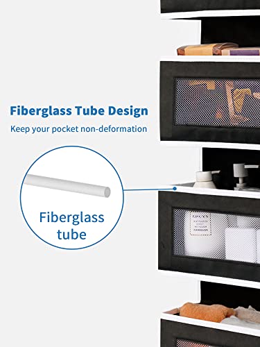 JARLINK 2 Pack 5-Shelf Over Door Hanging Organizer, Foldable Wall Mount 4 Big Pocket Storage with PVC Clear Window, Large Capacity Storage for Bedroom, Kitchen, Cosmetics, Toys, Sundries, etc (Black)