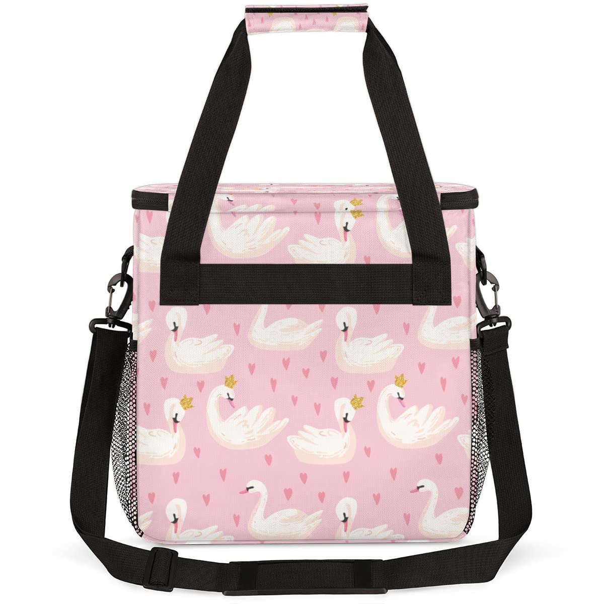 Cute Kawaii Pink Swan Coffee Maker Carring Bag Travel Storage Tote Bag Compatible with Keurig K-Mini or K-Mini Plus Portable Single Serve Coffee Brewer Case with Pockets for K-cup Pods