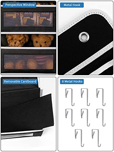 JARLINK 2 Pack 5-Shelf Over Door Hanging Organizer, Foldable Wall Mount 4 Big Pocket Storage with PVC Clear Window, Large Capacity Storage for Bedroom, Kitchen, Cosmetics, Toys, Sundries, etc (Black)