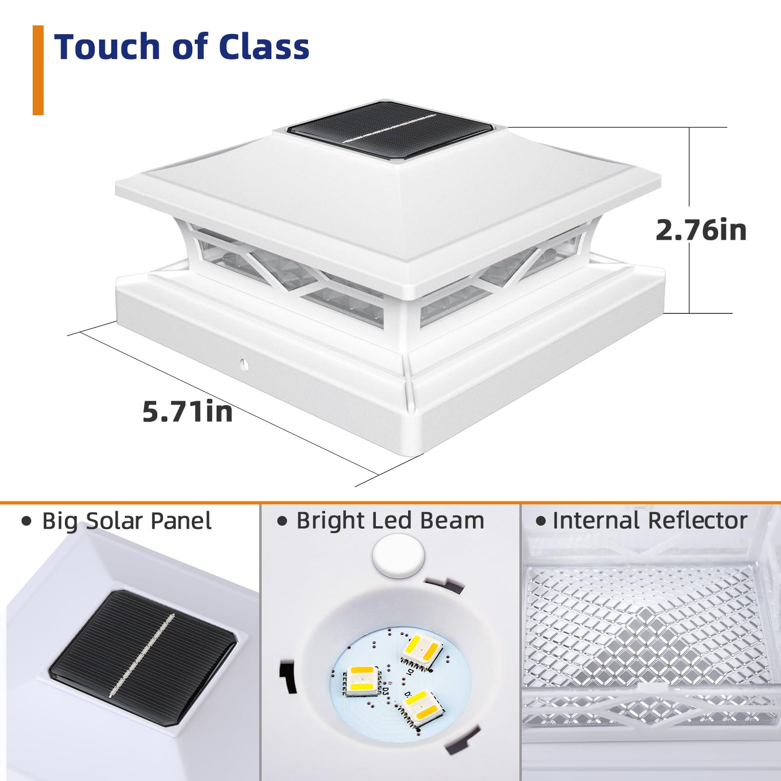 APONUO Solar Post Cap Lights,4x4 Post Solar Lights with 4 Lighting Modes,4x4 Solar Post Cap Lights Outdoor for Fence Deck Post 4x4 6x6 Wood&4X4 5X5 Vinyl,White,4 Pack