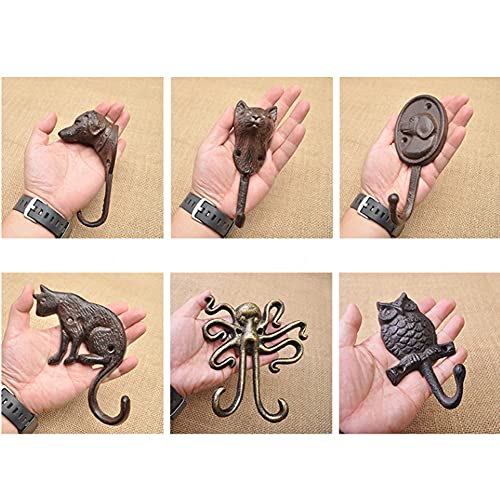 brandname RRRuo Rustic Heavy Duty Hook Cat Head Coat Hooks Decoration for Keys Towel Bags Hat Coat Home Wall Mounted Hook Hardware 2 Pieces(Brown)