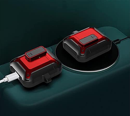 Wonjury Upgraded Armor [Secure Lock] Airpod Case,Shockproof AirPods Cover Cool Case Designed for Apple AirPod 2&1 Wireless Cases for Men Women (Black/Red)