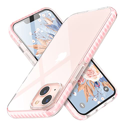 MATEPROX Compatible with iPhone 13 case Clear Thin Slim Crystal Transparent Cover Shockproof Bumper Case for iPhone 13 6.1" 2021(Pink)