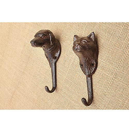 brandname RRRuo Rustic Heavy Duty Hook Cat Head Coat Hooks Decoration for Keys Towel Bags Hat Coat Home Wall Mounted Hook Hardware 2 Pieces(Brown)