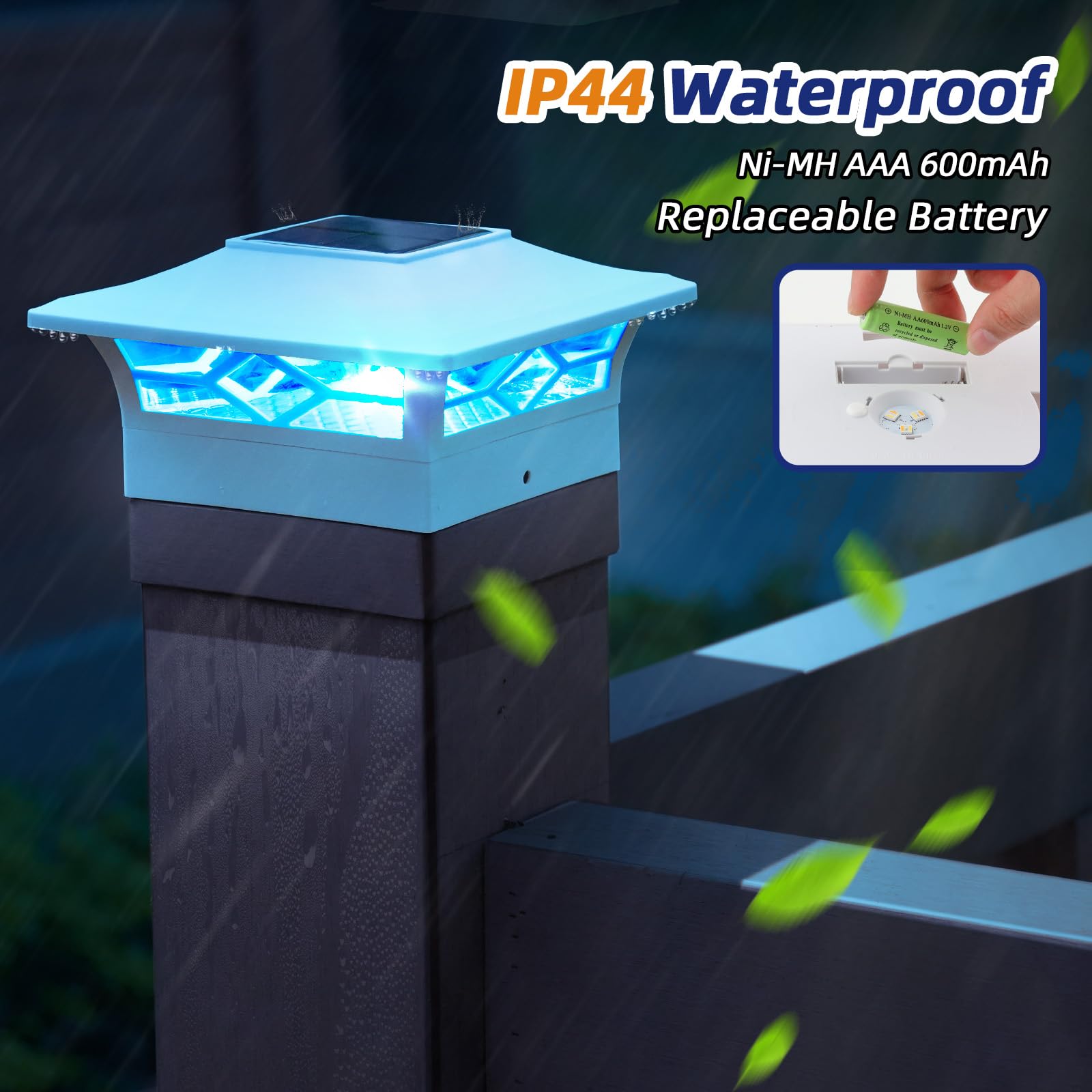 APONUO Solar Post Cap Lights,4x4 Post Solar Lights with 4 Lighting Modes,4x4 Solar Post Cap Lights Outdoor for Fence Deck Post 4x4 6x6 Wood&4X4 5X5 Vinyl,White,4 Pack