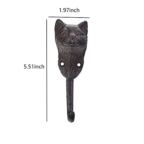 brandname RRRuo Rustic Heavy Duty Hook Cat Head Coat Hooks Decoration for Keys Towel Bags Hat Coat Home Wall Mounted Hook Hardware 2 Pieces(Brown)