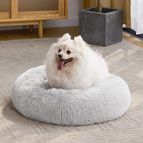 MIXJOY Orthopedic Dog Bed Comfortable Donut Cuddler Round Dog Bed Ultra Soft Washable Dog and Cat Cushion Bed (20''/23''/30'') (30'', Grey)