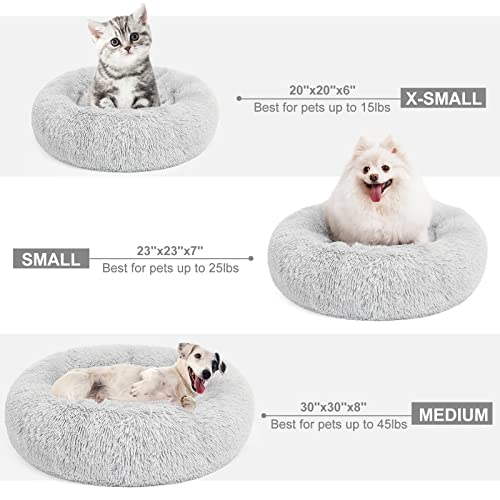MIXJOY Orthopedic Dog Bed Comfortable Donut Cuddler Round Dog Bed Ultra Soft Washable Dog and Cat Cushion Bed (20''/23''/30'') (30'', Grey)