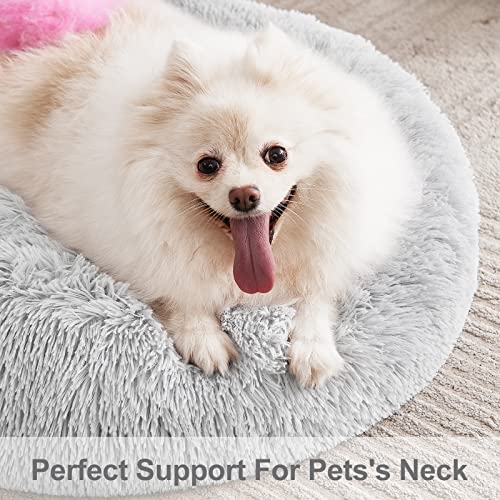 MIXJOY Orthopedic Dog Bed Comfortable Donut Cuddler Round Dog Bed Ultra Soft Washable Dog and Cat Cushion Bed (20''/23''/30'') (30'', Grey)