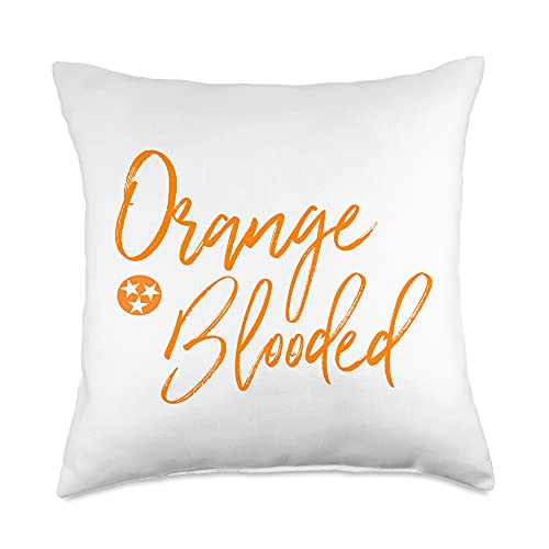 Tennessee State Flag Home Shirt Co. Tennessee Orange Blooded Vol Sports Fan State Flag TN Throw Pillow, 18x18, Multicolor