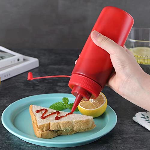 CONDRA FIELD Condiment Sauces Squeeze Bottles - (3Pcs-13.5oz),with Leak-Proof Cap and Scale Line.Plastic Squeeze Squirt Bottles for Ketchup,Mustard,Oil, Salad and More.
