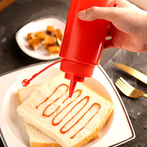 CONDRA FIELD Condiment Sauces Squeeze Bottles - (3Pcs-13.5oz),with Leak-Proof Cap and Scale Line.Plastic Squeeze Squirt Bottles for Ketchup,Mustard,Oil, Salad and More.