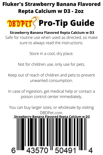 Fluker's Repta Strawberry-Banana Flavored Calcium with Vitamin D3 (2oz) - Includes Attached DBDPet Pro-Tip Guide