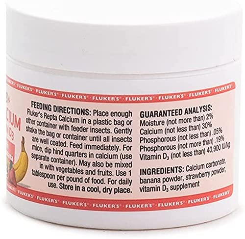 Fluker's Repta Strawberry-Banana Flavored Calcium with Vitamin D3 (2oz) - Includes Attached DBDPet Pro-Tip Guide