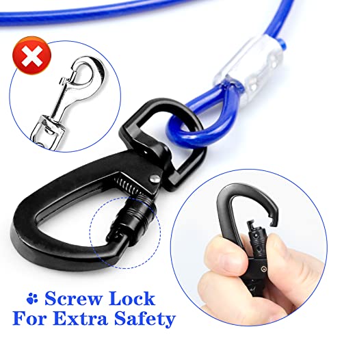 Tie Out Cable for Dogs, 50FT Dog Leads for Yard Chew Proof, Heavy Duty Dog Tie Out Cable for Large Dogs Up to 250lbs, Durable Dog Runner for Yard or Camping