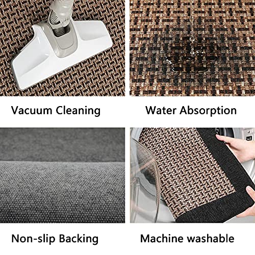 Twill Kitchen Mat Kitchen Rugs Set of 2 Kitchen Rugs and Mats Non Skid Washable Kitchen Floor Rugs for in Front of Sink Heavy Duty Standing Mat Kitchen mats for Floor Countertop Fridge Indoor
