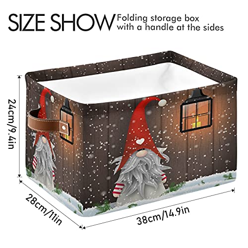 STAYTOP 1PCS Christmas Large Storage Basket,Traditional Christmas Gnome Santa Claus Collapsible Toy Storage Box Waterproof Laundry Basket with Handle for Home Closets, Offices, Bedrooms, B06D20006