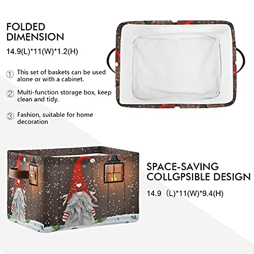 STAYTOP 1PCS Christmas Large Storage Basket,Traditional Christmas Gnome Santa Claus Collapsible Toy Storage Box Waterproof Laundry Basket with Handle for Home Closets, Offices, Bedrooms, B06D20006